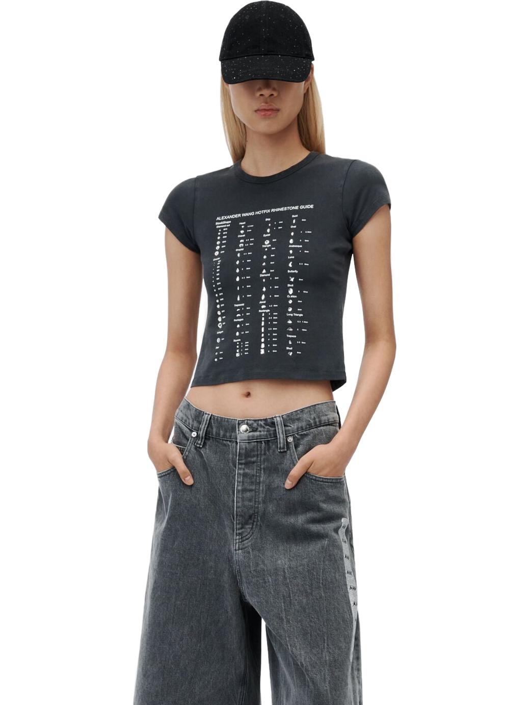ALEXANDER WANG Alexander Wang Crystal Graphic Fitted Tee